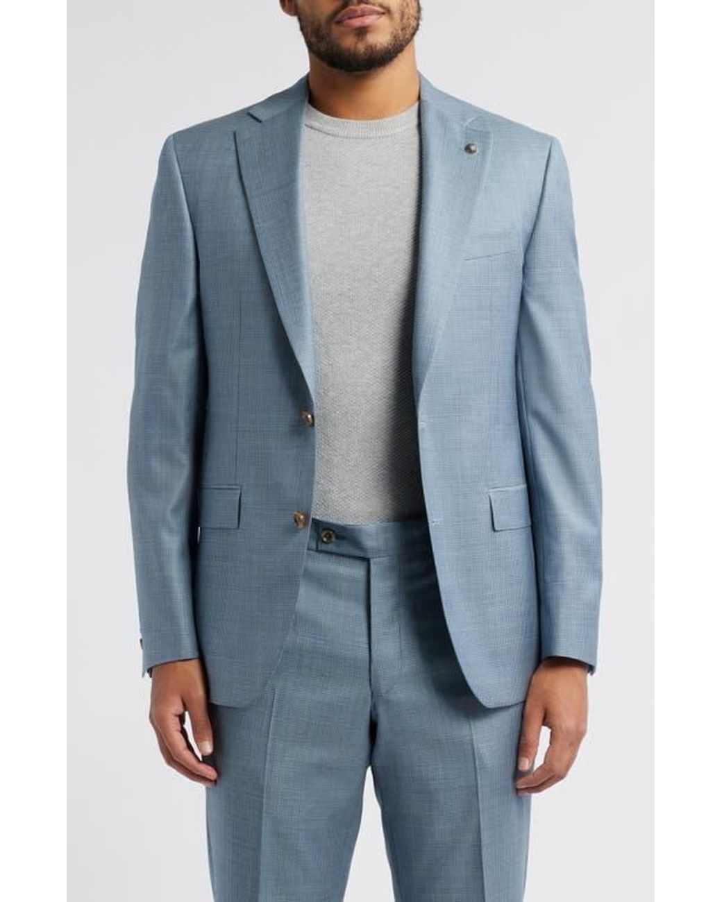 Jack Victor Esprit Microcheck Wool Suit in Blue for Men | Lyst