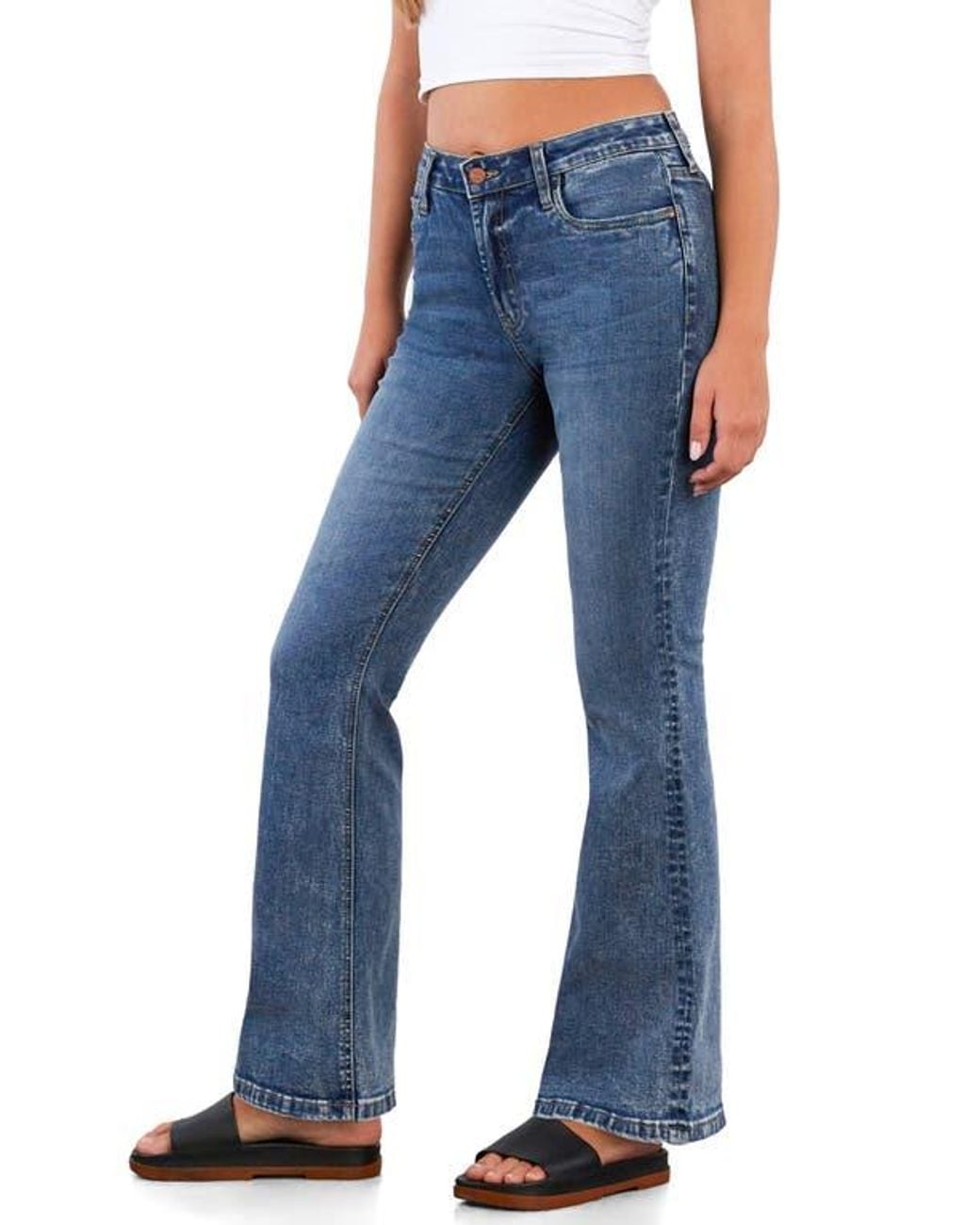 HINT OF BLU Happy Mid Rise Flare Jeans in Blue | Lyst