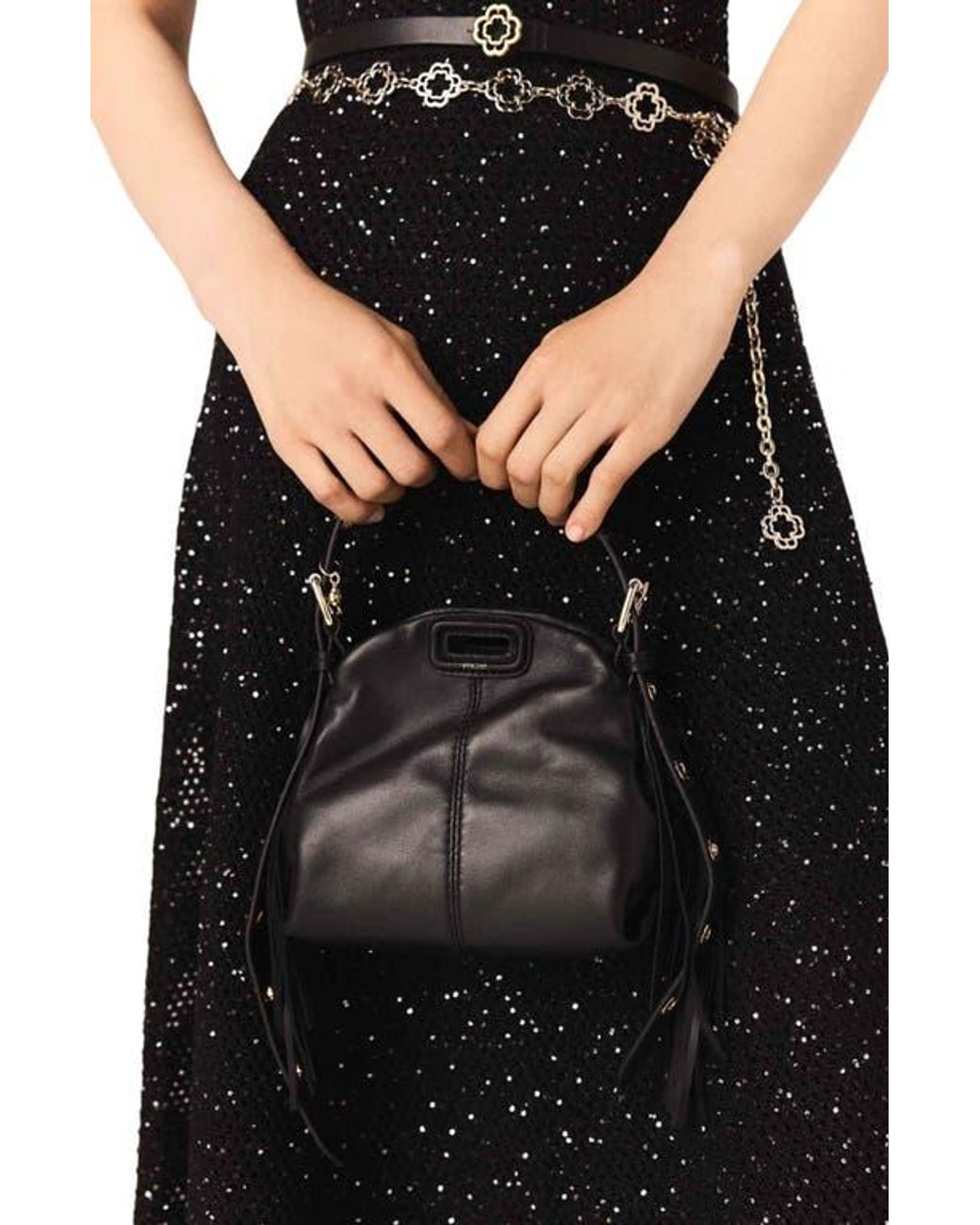 Maje Miss M Micro Leather Bag in Black | Lyst