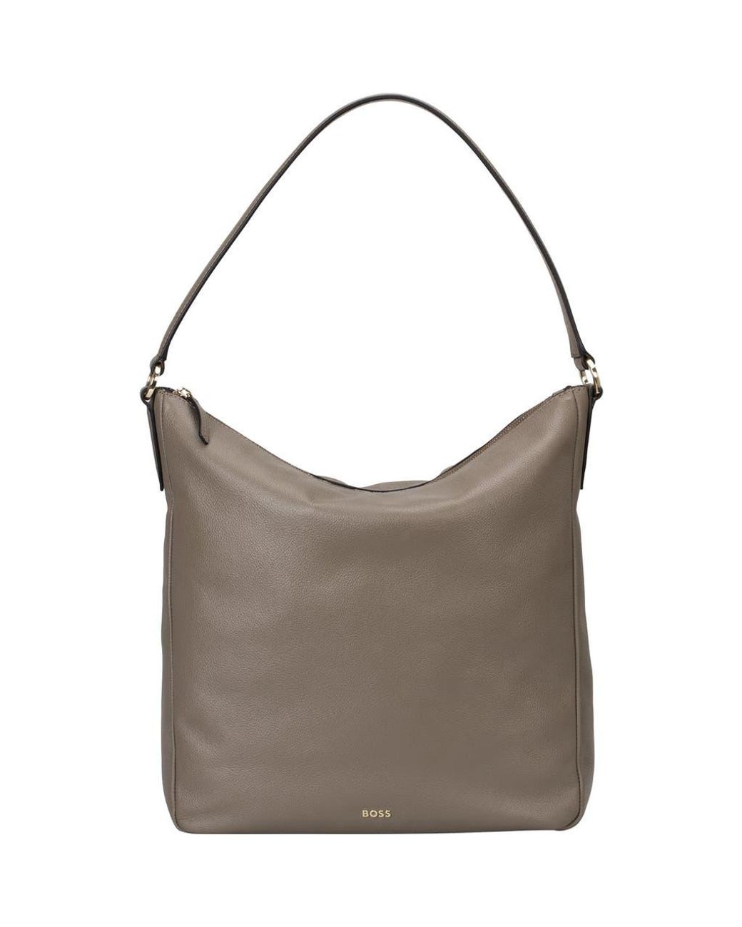 BOSS Alyce Leather Hobo Bag in Gray for Men | Lyst