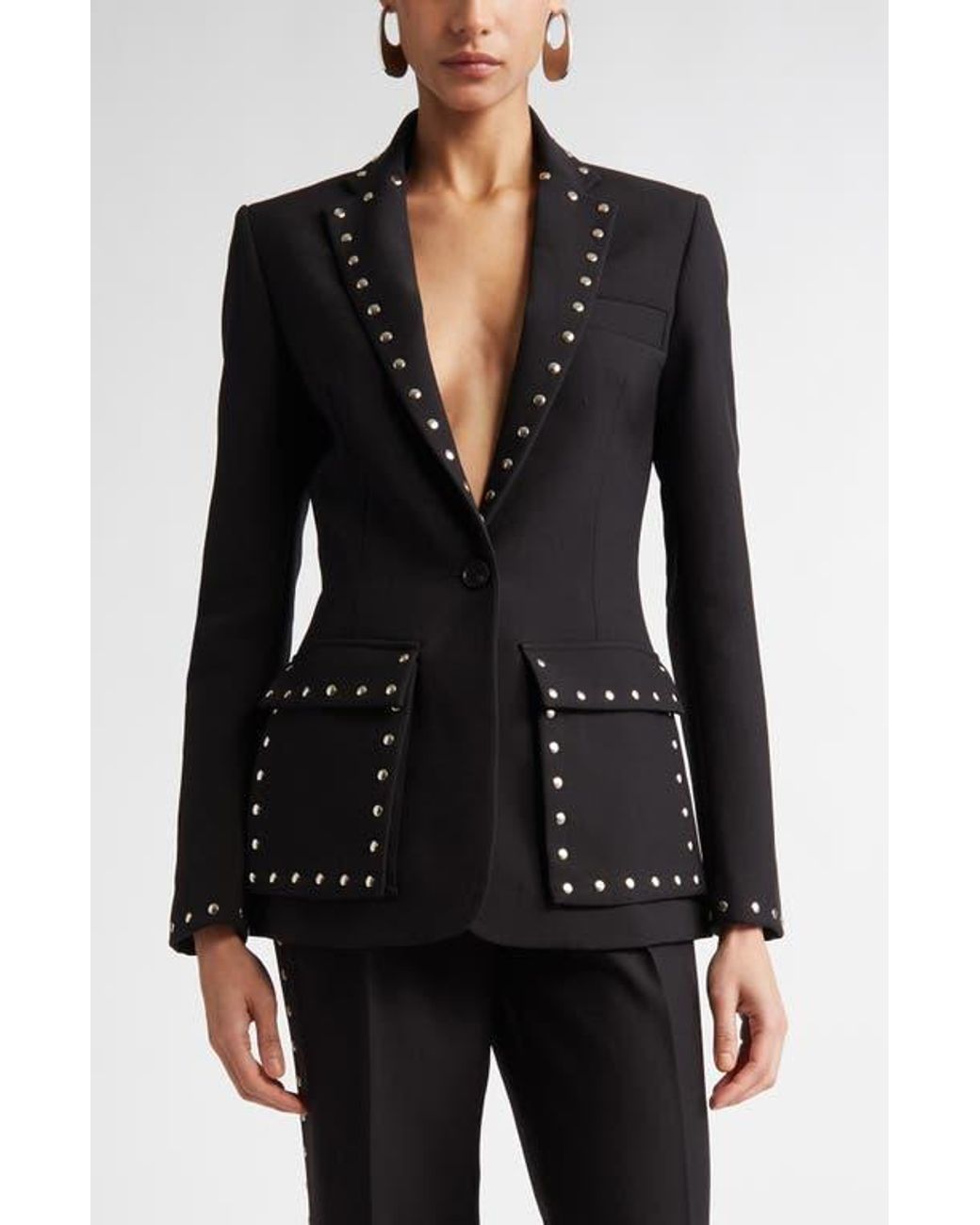 Coperni Studded Faux Suede Tailored Jacket in Black | Lyst