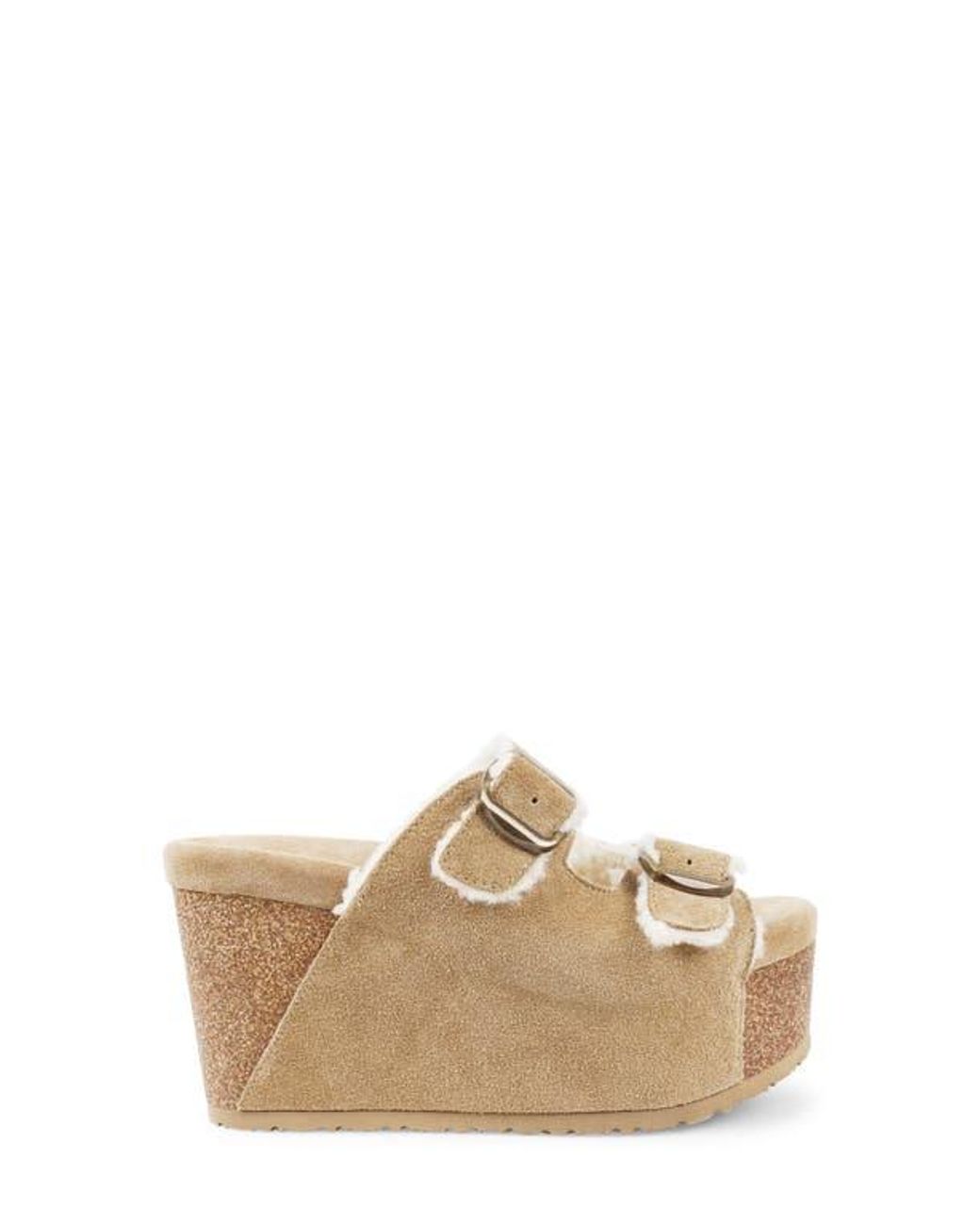 Zigi Faux Shearling Platform Sandal in Metallic | Lyst