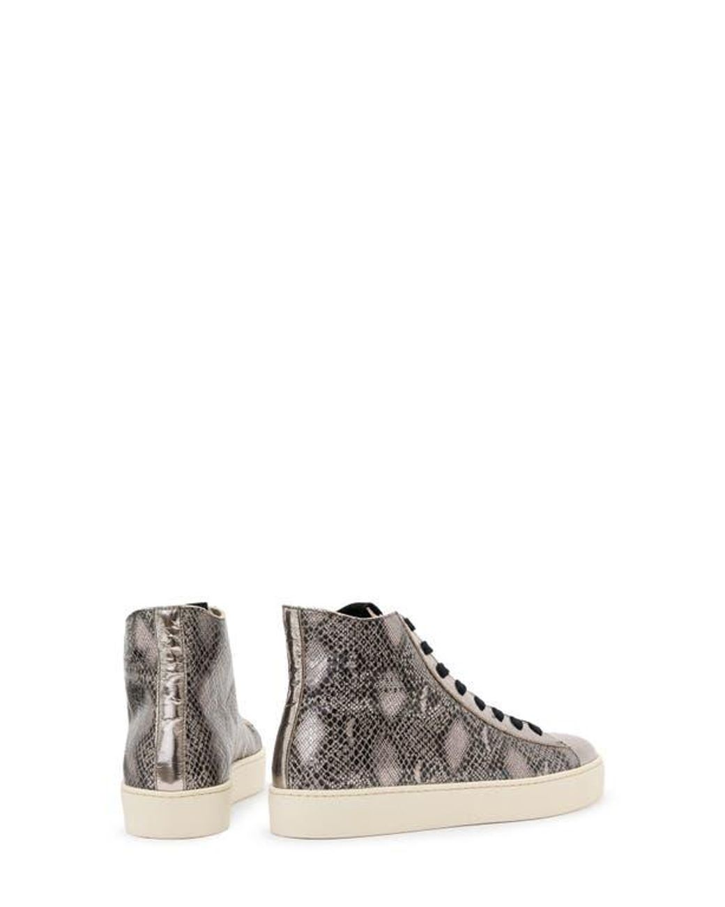 AllSaints Tana Metallic High Top Sneaker in White | Lyst
