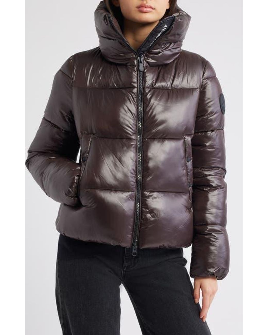 Save The Duck Isla Water Resistant Puffer Coat in Brown | Lyst