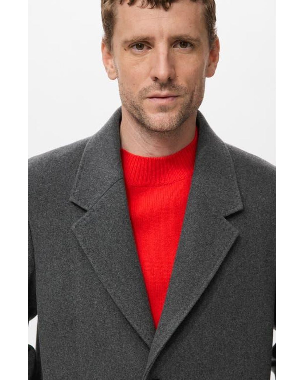 Mango Long Wool Blend Coat in Gray for Men | Lyst
