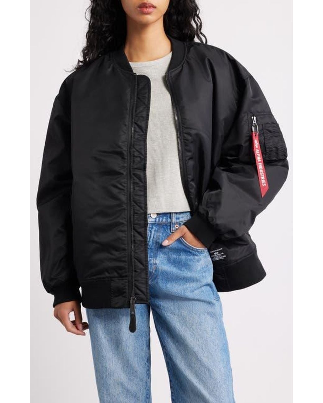 Alpha Industries Ma-1 Oversize Flight Jacket in Black | Lyst