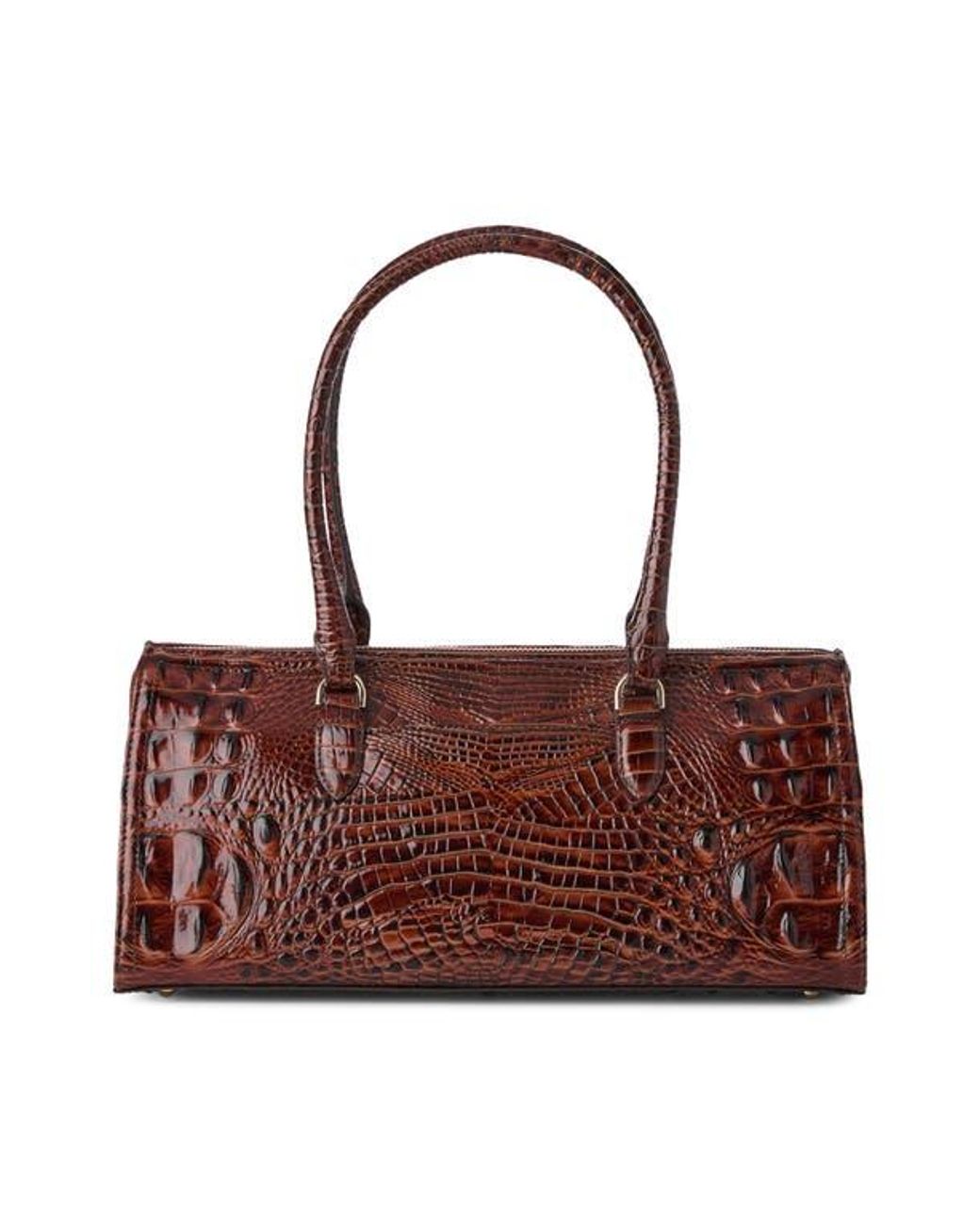 Brahmin Sophia Croc Embossed Leather Satchel in Brown | Lyst