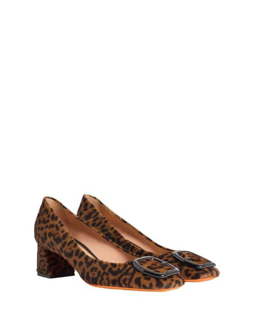 Santoni Animal-Print Cavallino Mid-Heel Pump in Brown | Lyst