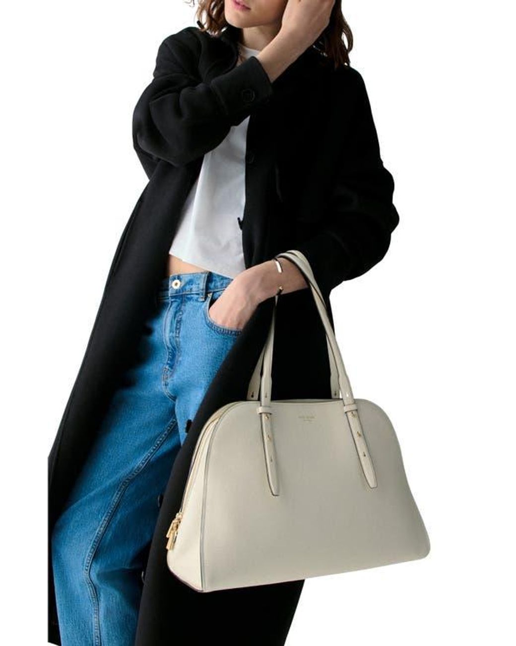 Kate Spade Do It All Pebble Leather Maise Carryall Tote in Natural | Lyst
