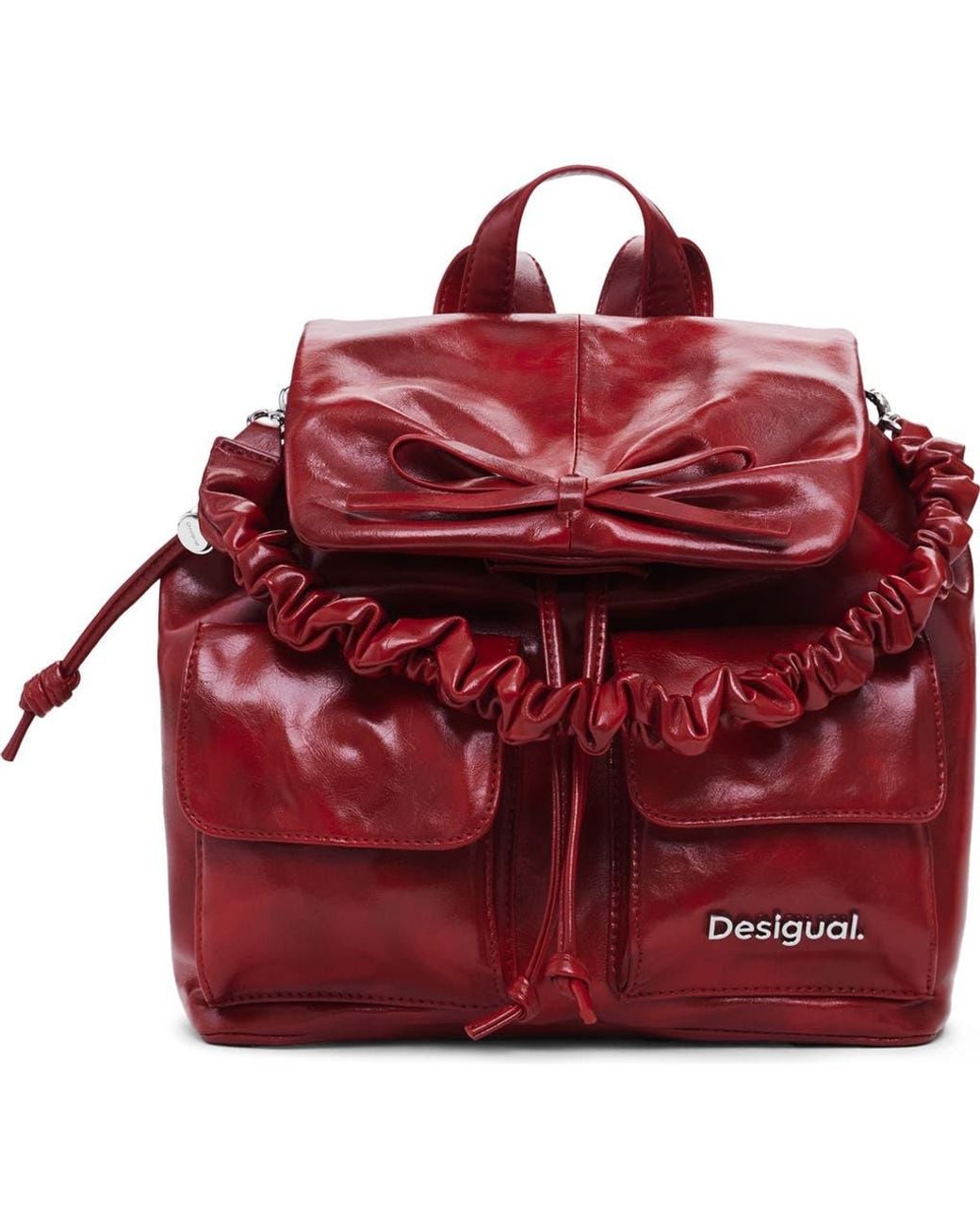 Desigual Bow Accent Faux Leather Backpack in Red | Lyst