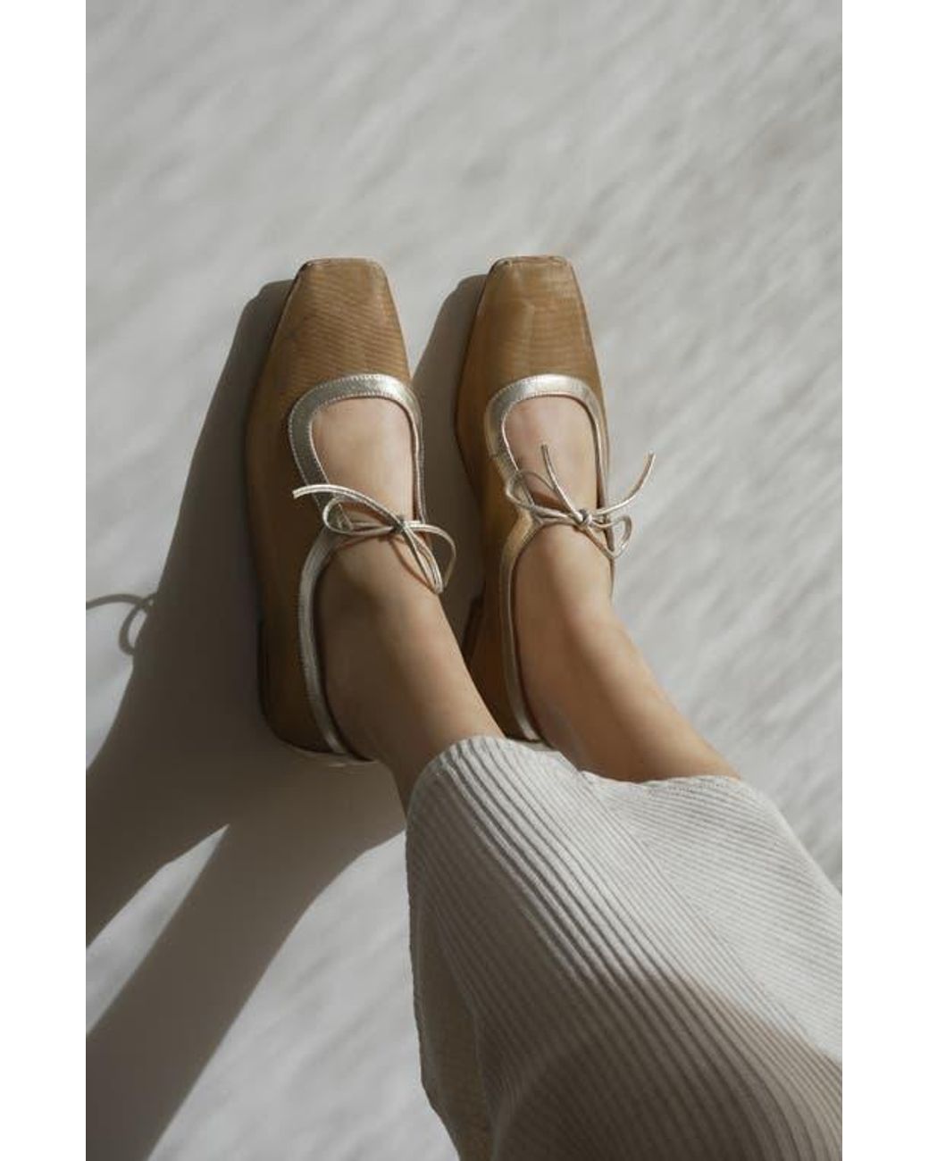 Andrea Gomez Amelia Clear Mesh Ballet Flat in Natural | Lyst