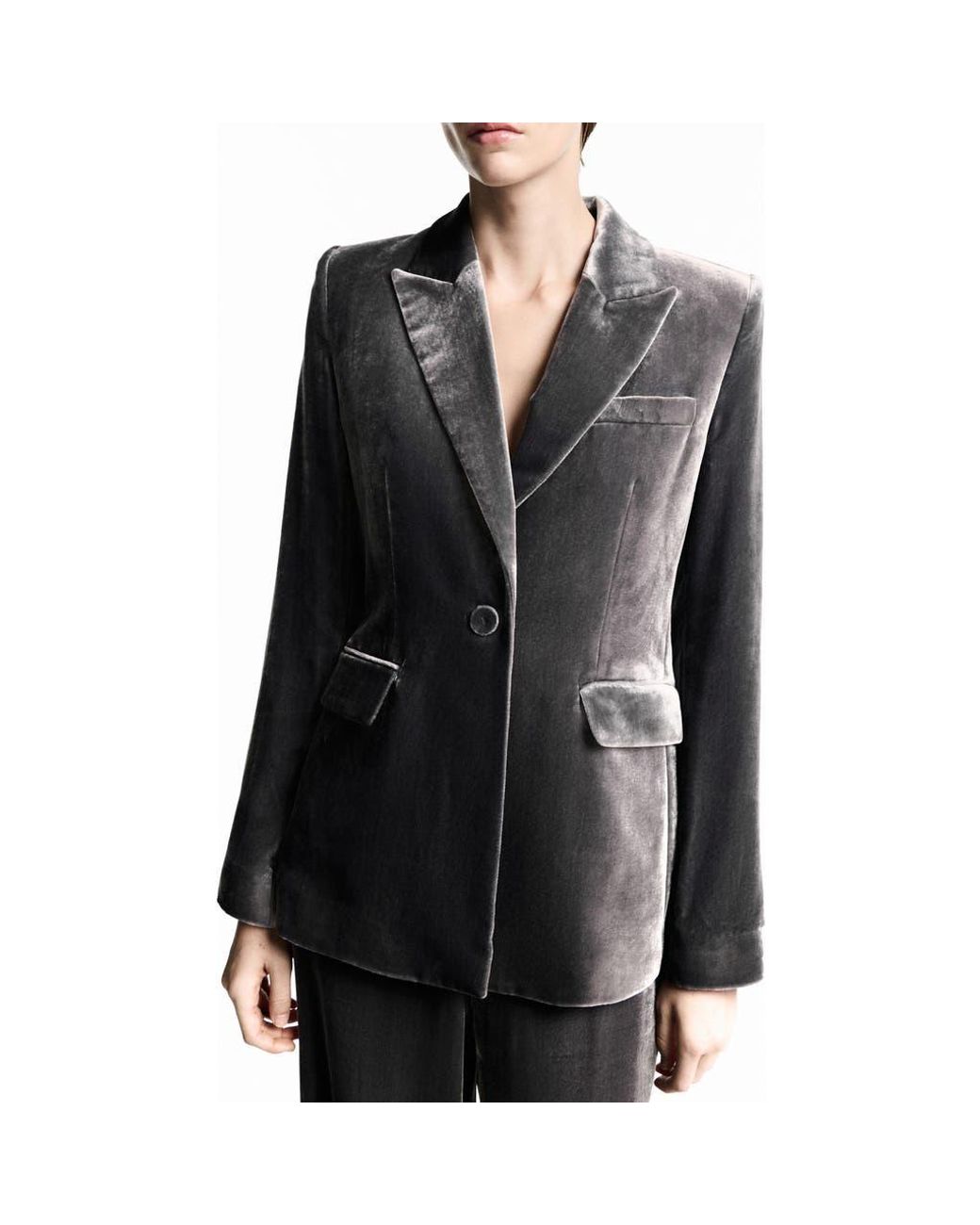 Mango Silvie Velvet Blazer in Black | Lyst