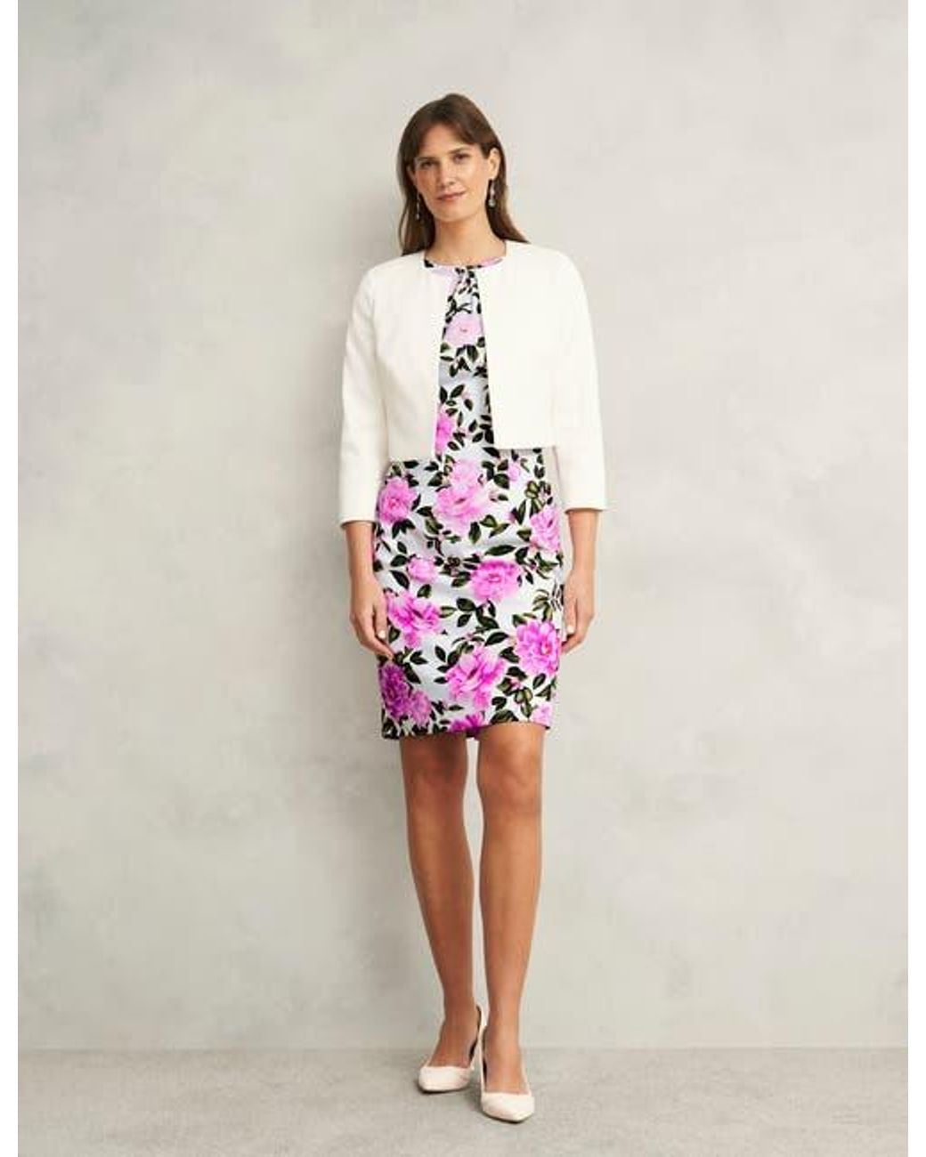 Hobbs Elize Cropped 3/4 Sleeve Occasion Jacket in White | Lyst