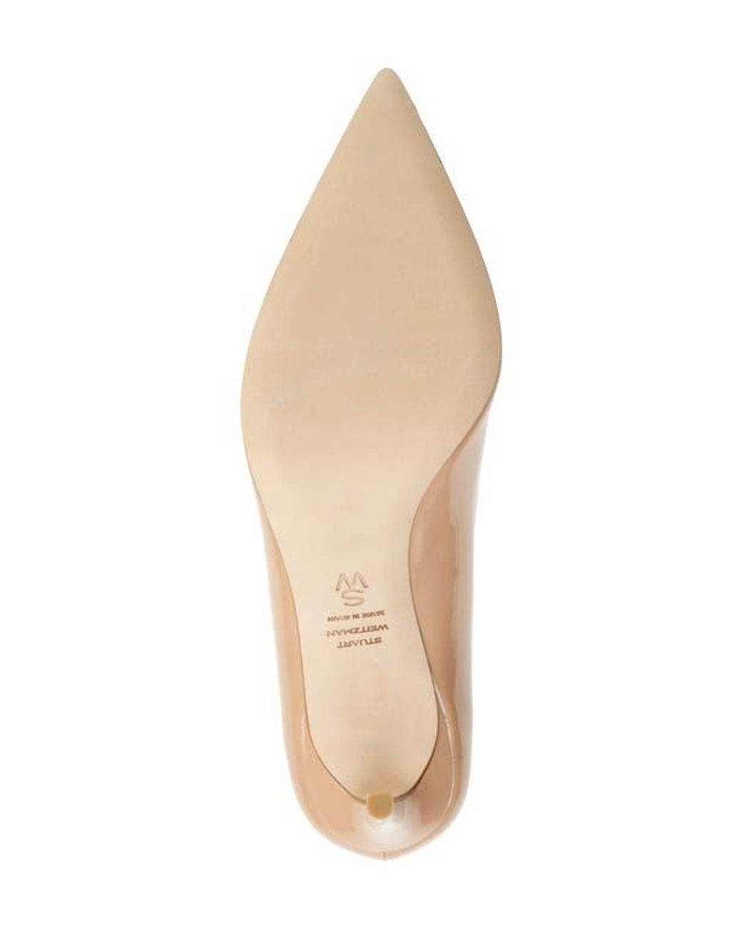 Stuart Weitzman Stuart Power 75 Pointed Toe Pump in Natural | Lyst