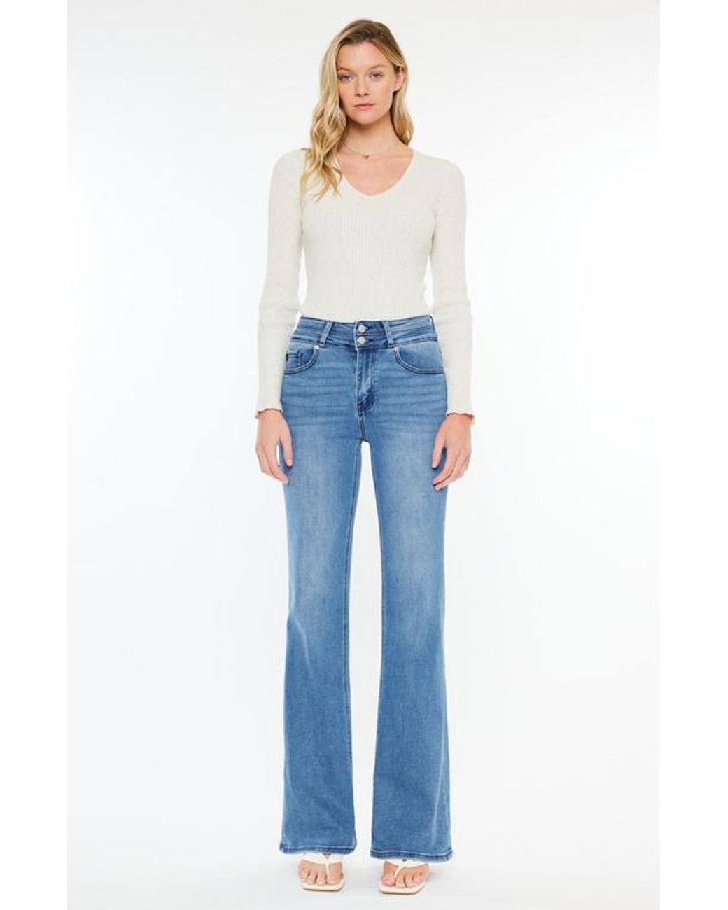 Kancan Onyx Essentials Ultra High Rise Wide Flare Jeans in Blue | Lyst