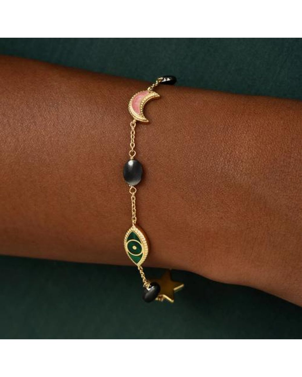 Karma and Luck Multi Symbol Plated Charm Bracelet in White | Lyst