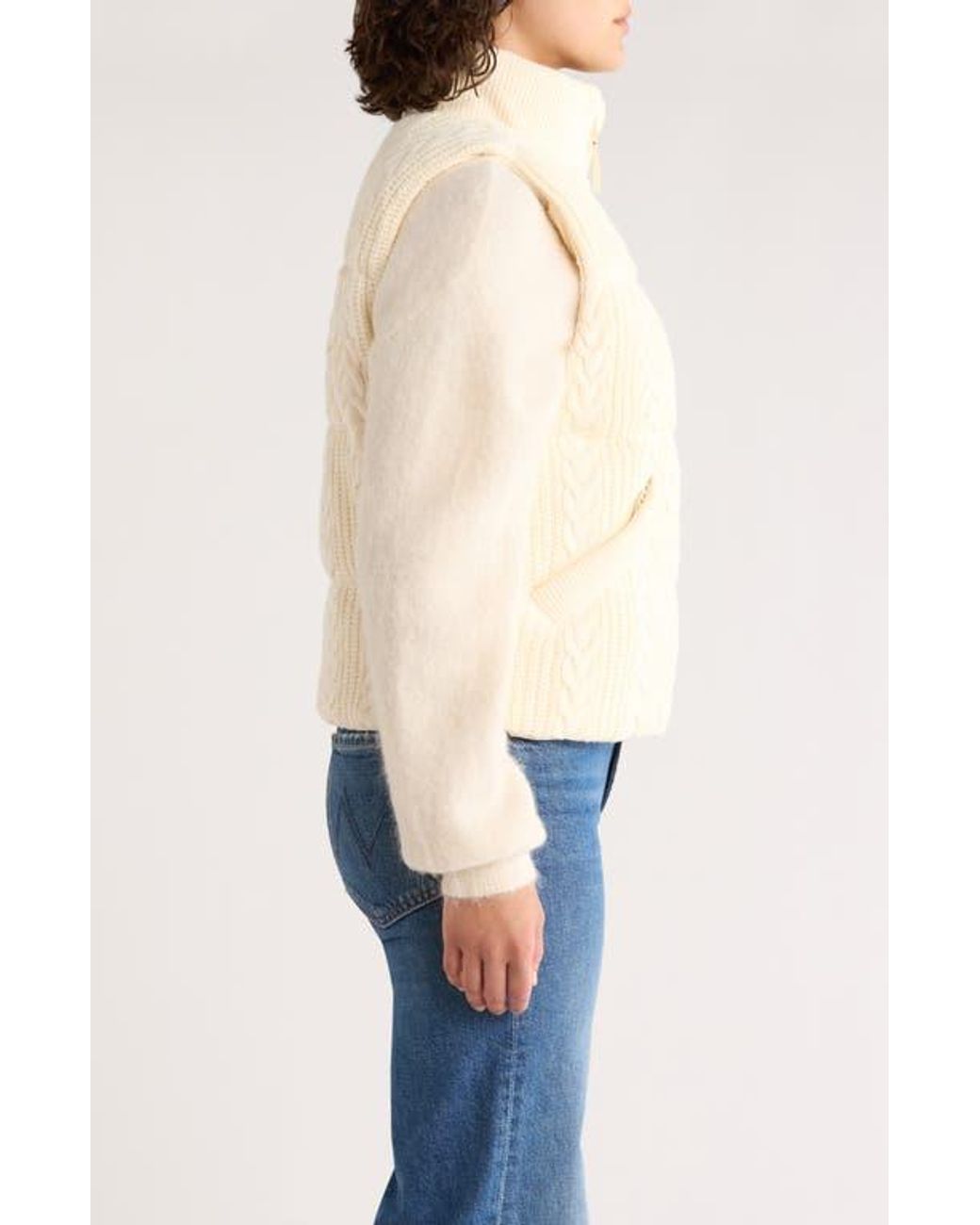 Marine Layer Alba Cable Knit Puffer Vest in Natural | Lyst