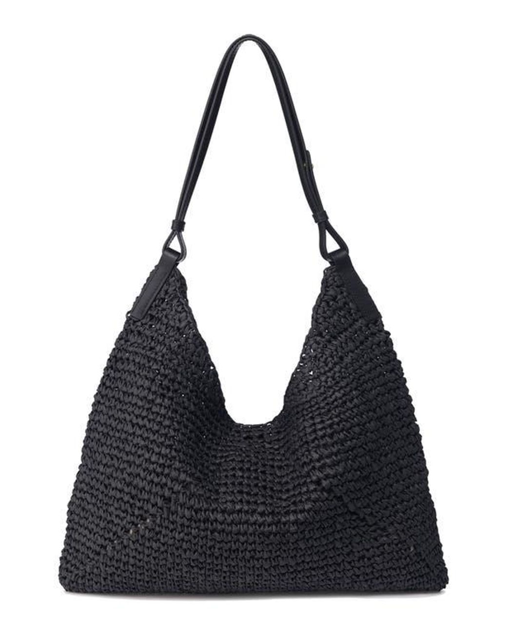 orYANY Raffia Triangle Shoulder Bag in Black | Lyst
