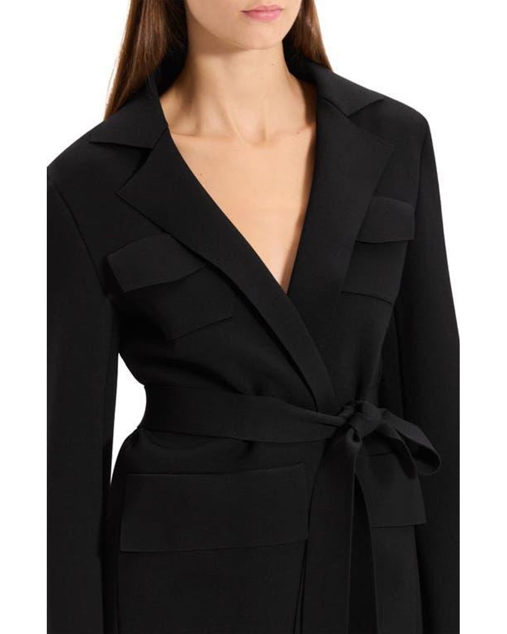 Theory Belted Knit Blazer in Black | Lyst