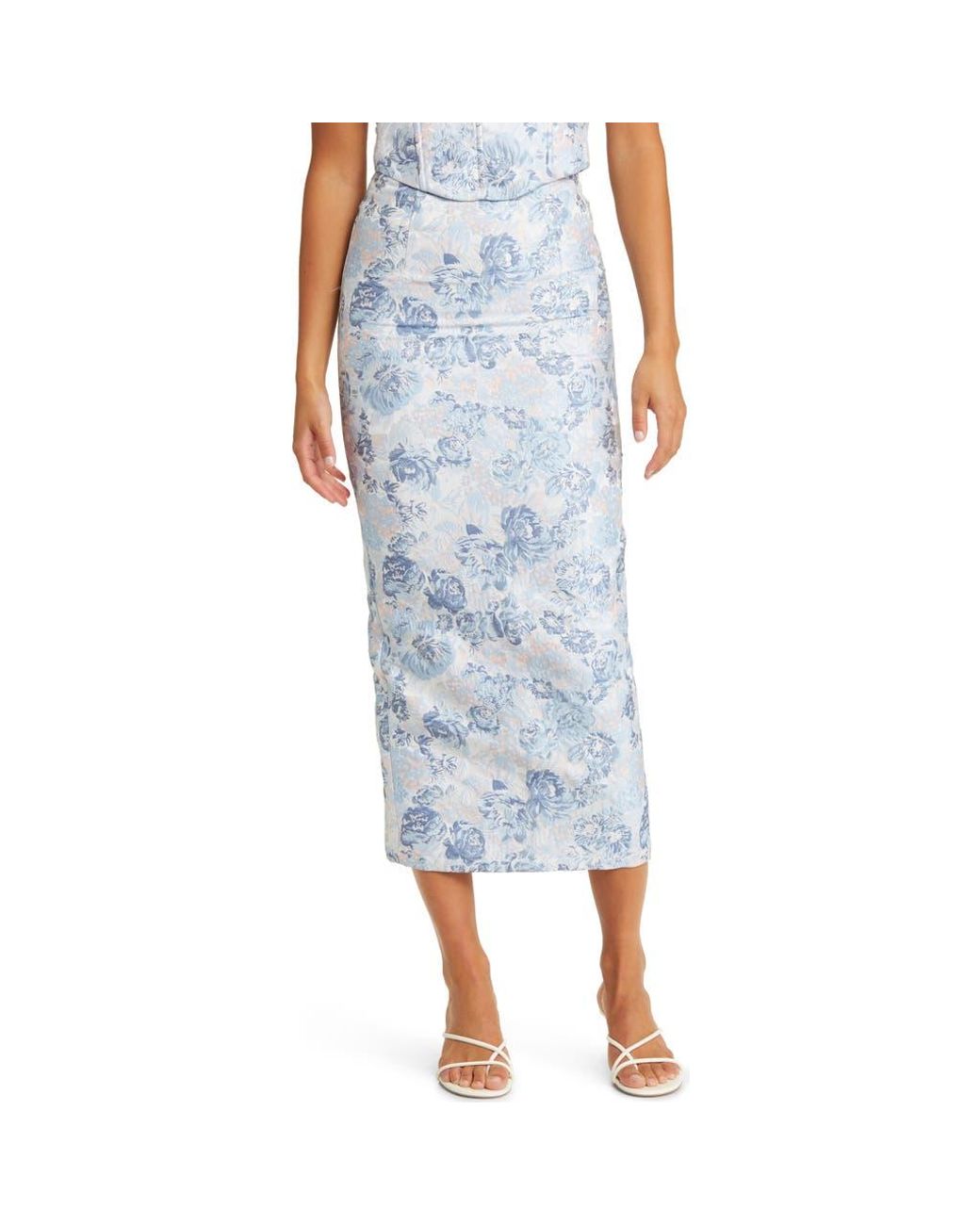 YELLOW THE LABEL The Label Harmony Floral Pencil Skirt in Blue | Lyst