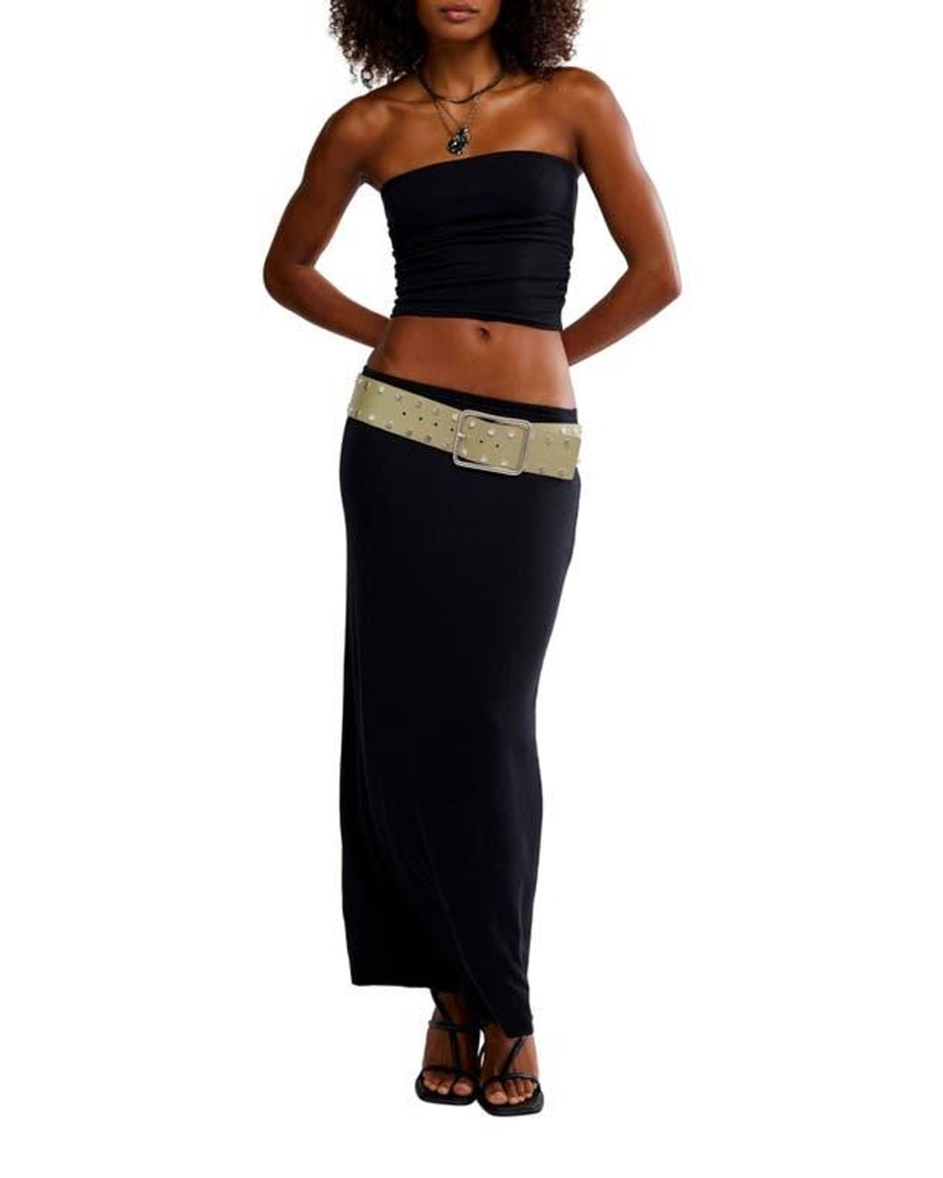 Free People Good Feels Tube Top & Maxi Skirt Set in Black | Lyst