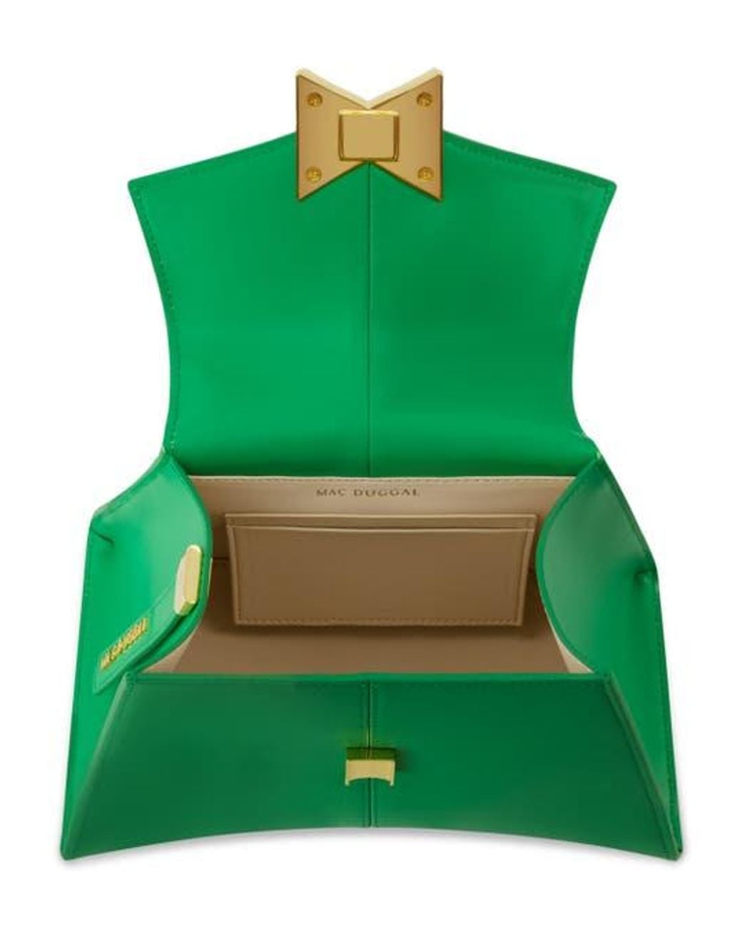 Mac Duggal Hardware Detail Angular Top Handle Small Leather Handbag in ...