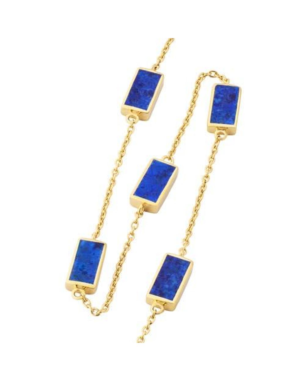 Jan Leslie Five Stations Rectangle Dash Necklace in Blue | Lyst