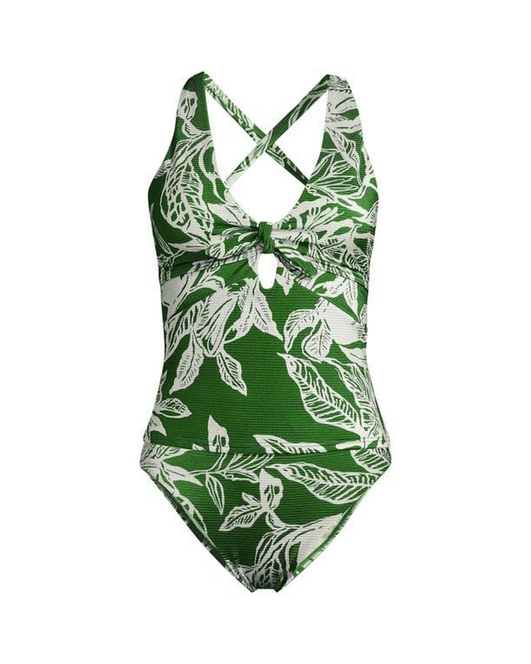 Lands' End Shine Ribbed Tankini Top And High Waisted Bottom Swimsuit ...