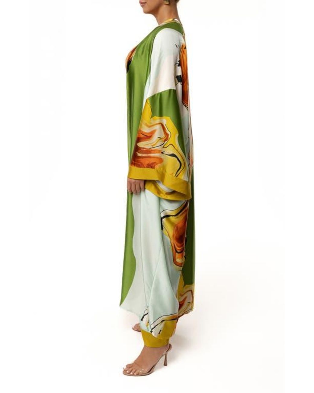 JLUXLABEL Nola Satin Maxi Duster in Green | Lyst