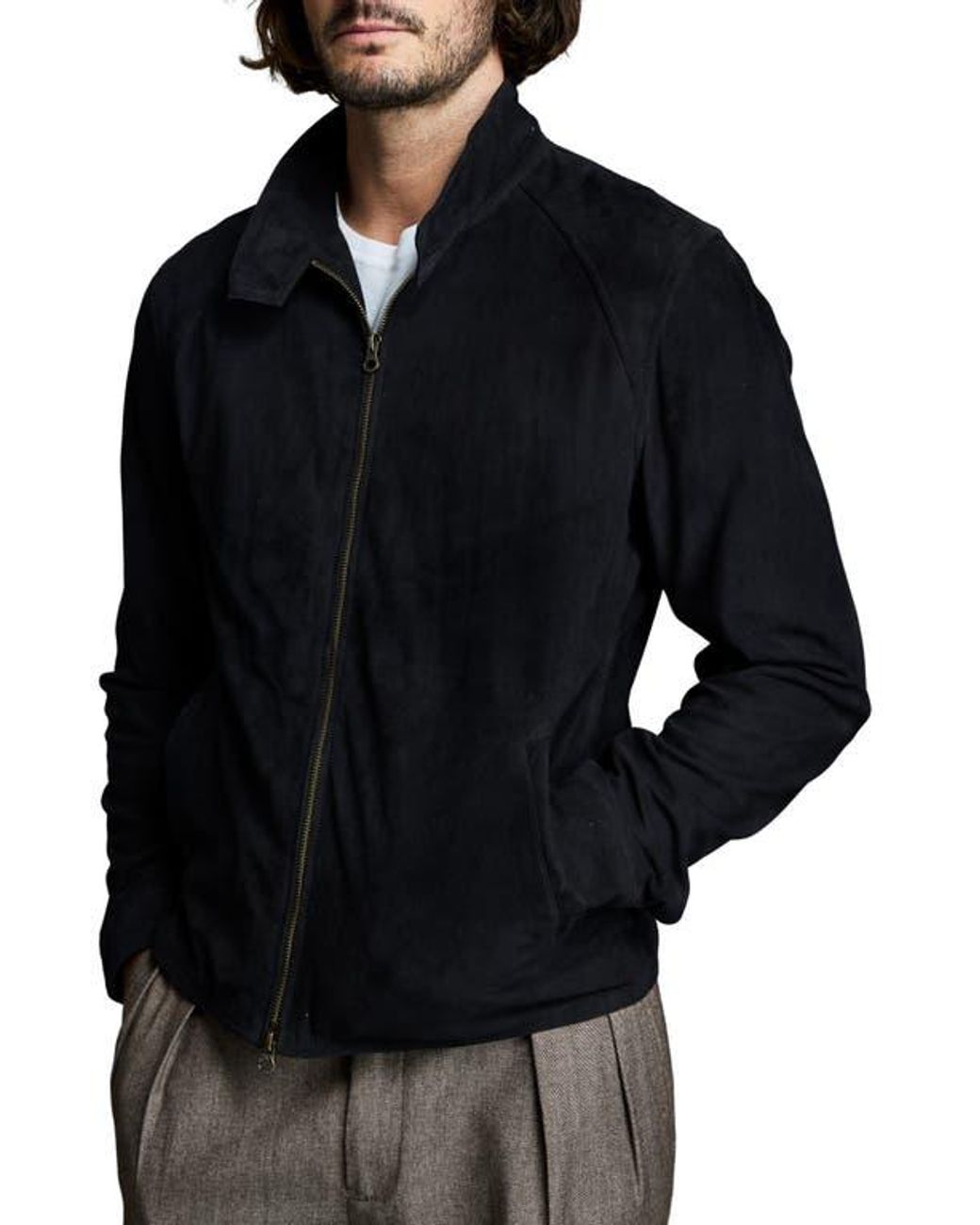 Billy Reid Barracuda Suede Jacket in Black for Men | Lyst