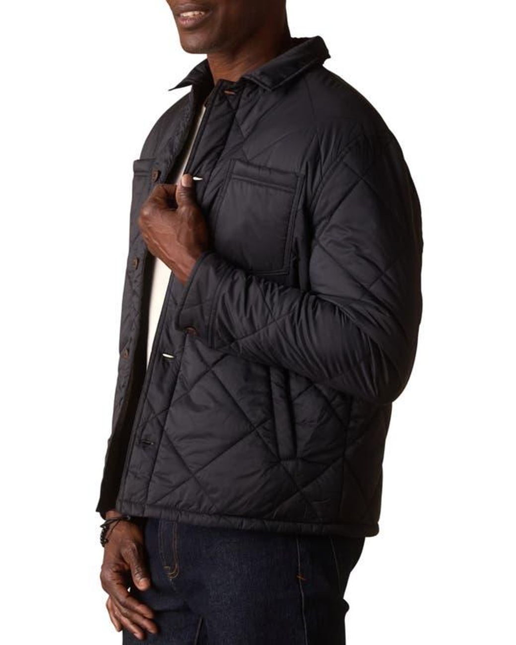 The Normal Brand Quilted Jacket With High Pile Fleece Lining in Black ...