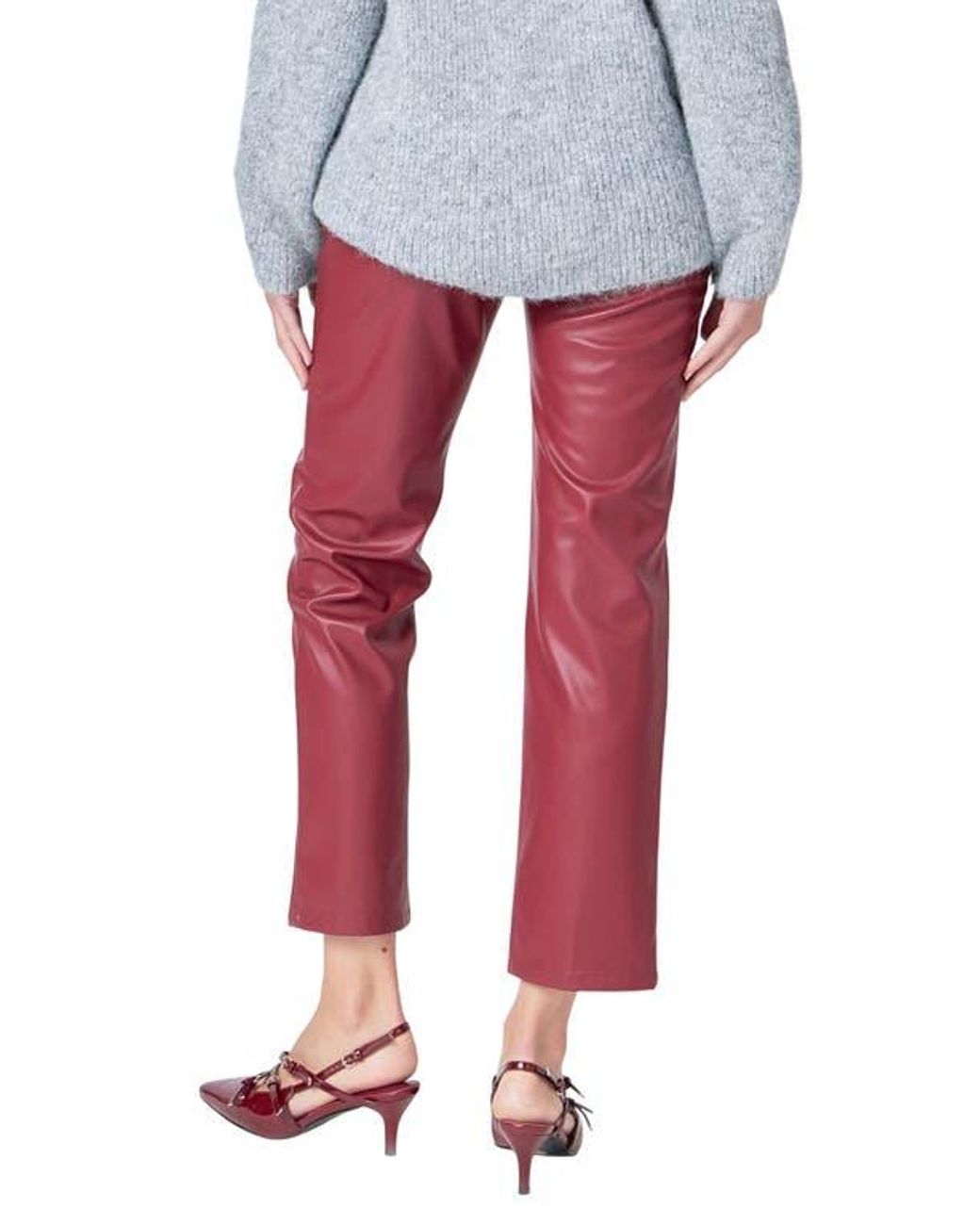Endless Rose High Waist Faux Leather Crop Pants in Red | Lyst
