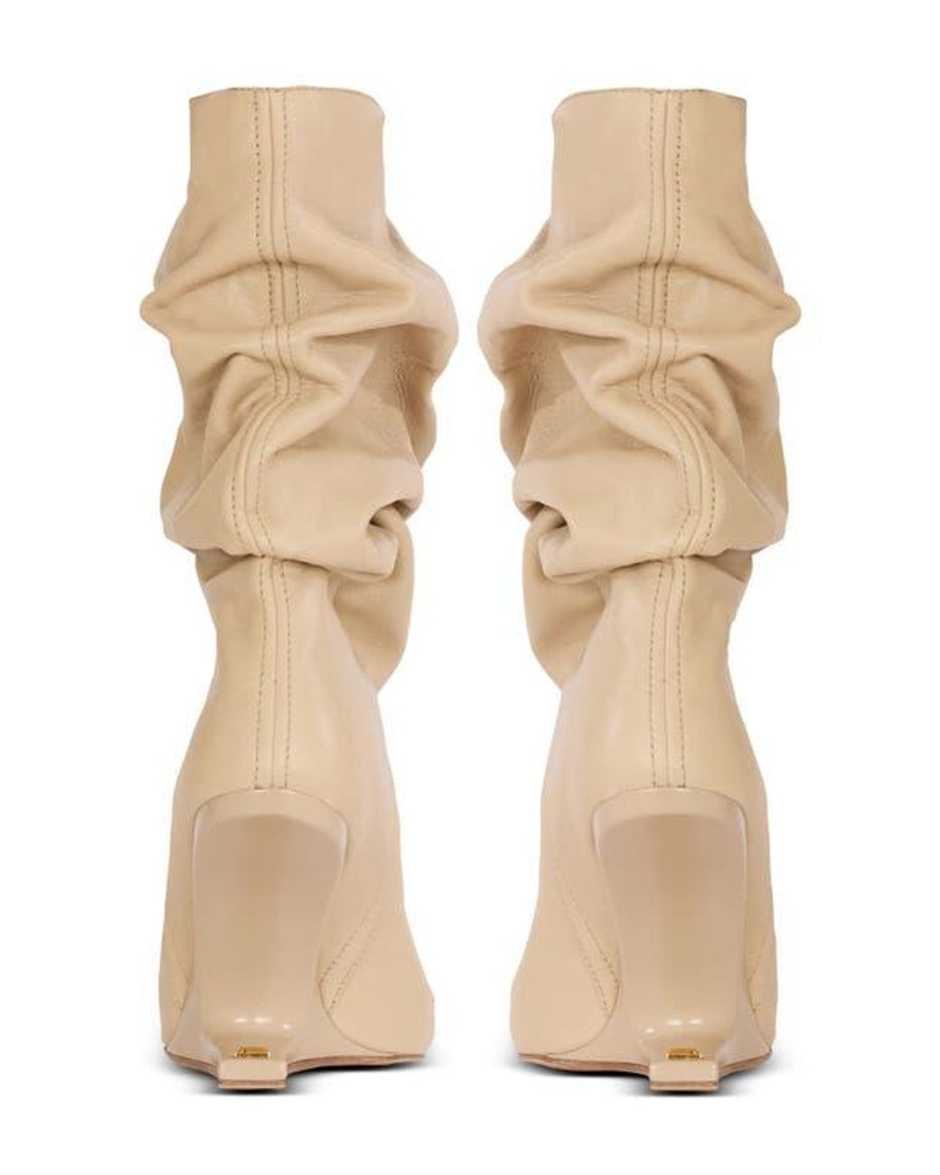 Balmain No Wedge Smooth Leather Ankle Boots in Natural | Lyst