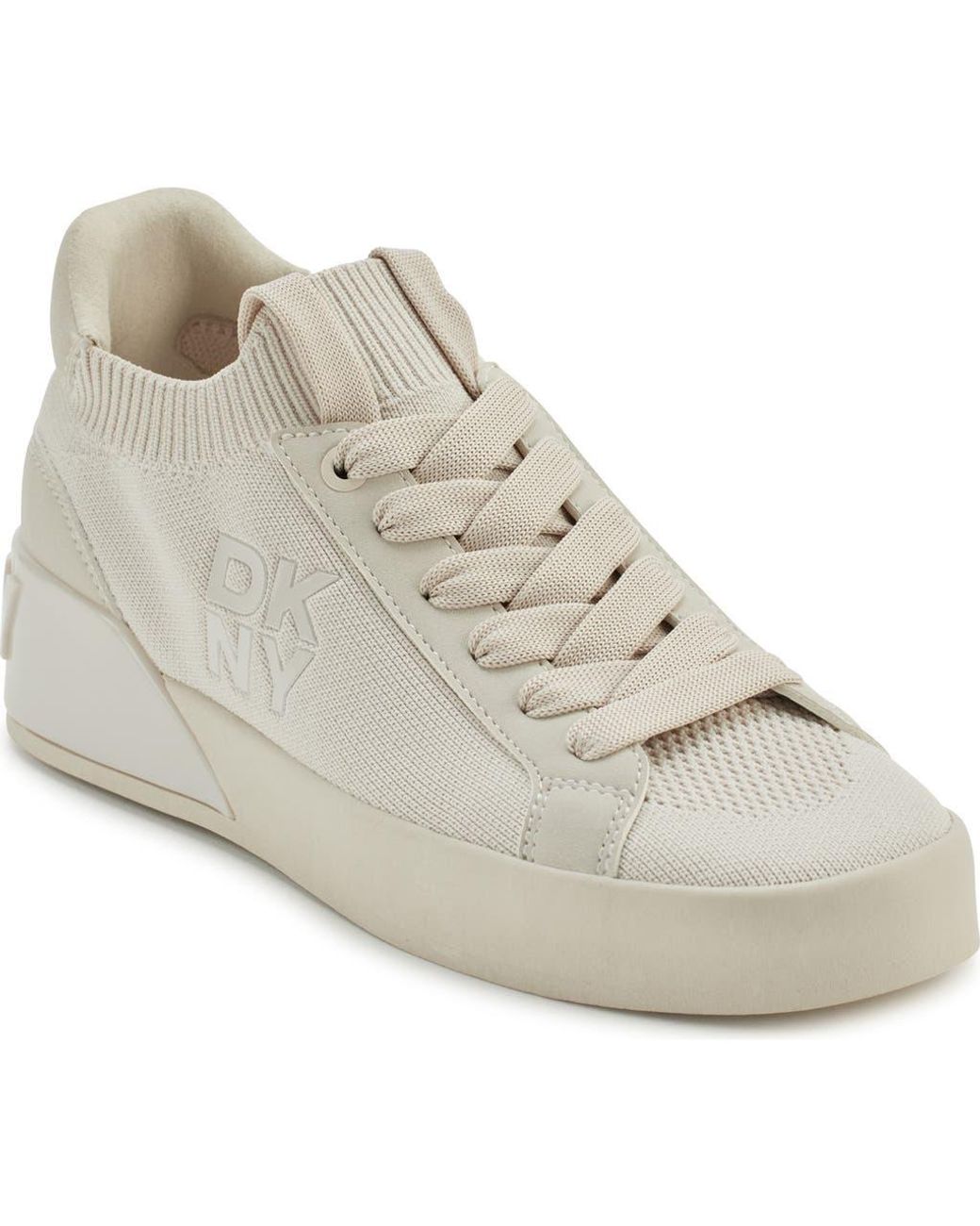 DKNY Mallory Knit Sneaker in White | Lyst