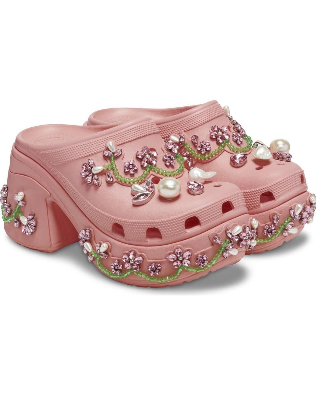 Crocs™ X Simone Rocha Siren Clog With Crystal & Faux Pearl Jibbitz in Pink | Lyst