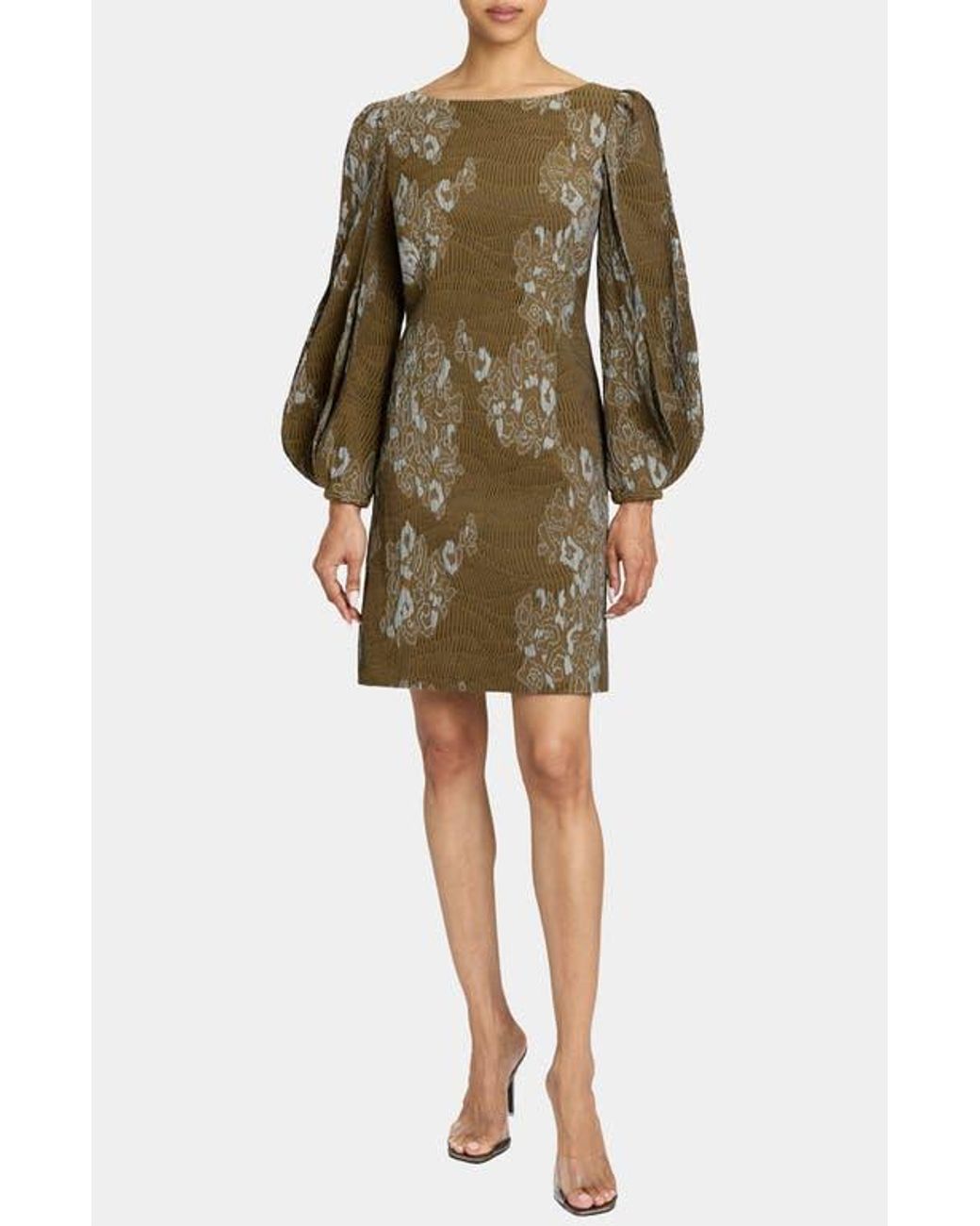 Santorelli Arana Shift Bishop Sleeve Dress in Green | Lyst