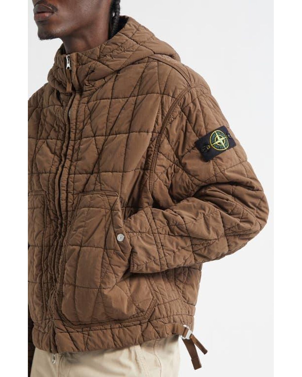 Stone Island Short Cotton & Nylon Parka in Brown for Men | Lyst