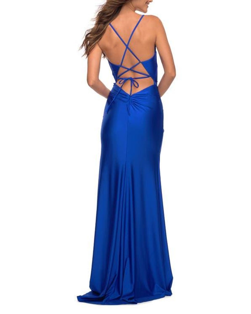 La Femme Prom Dress With Cut Outs in Blue | Lyst