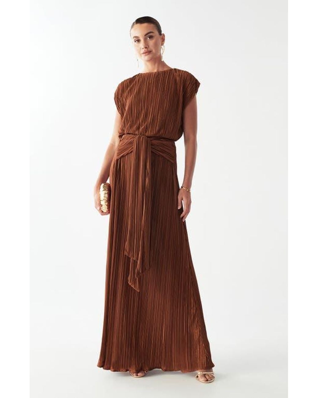 Savel Zarina Maxi Dress in Brown | Lyst