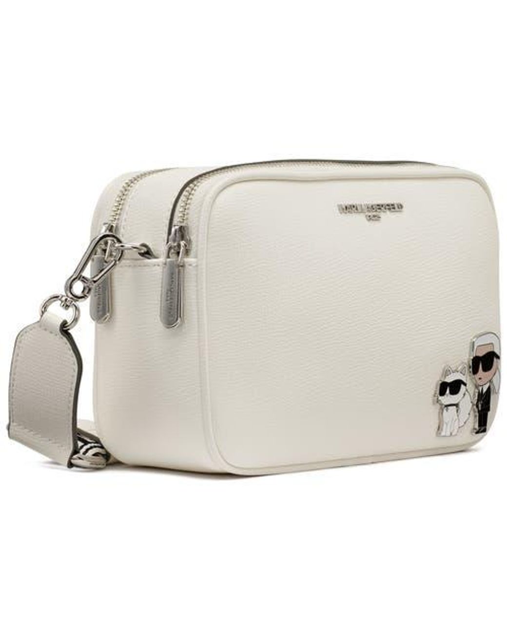 KARL LAGERFELD Maybelle Crossbody With Karl & Choupette Pins in Natural ...