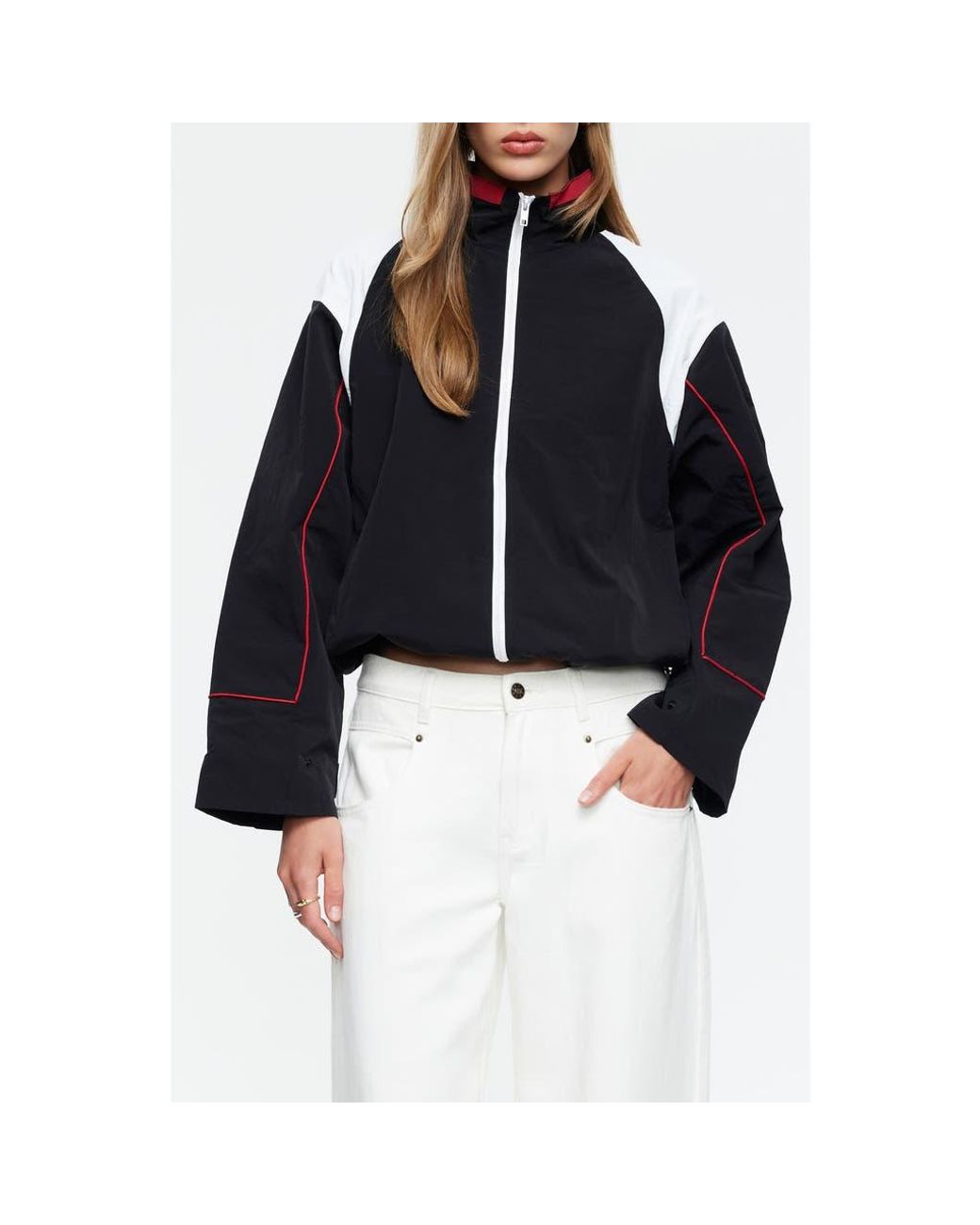 Lioness Shoreline Colorblock Windbreaker Jacket in Black | Lyst