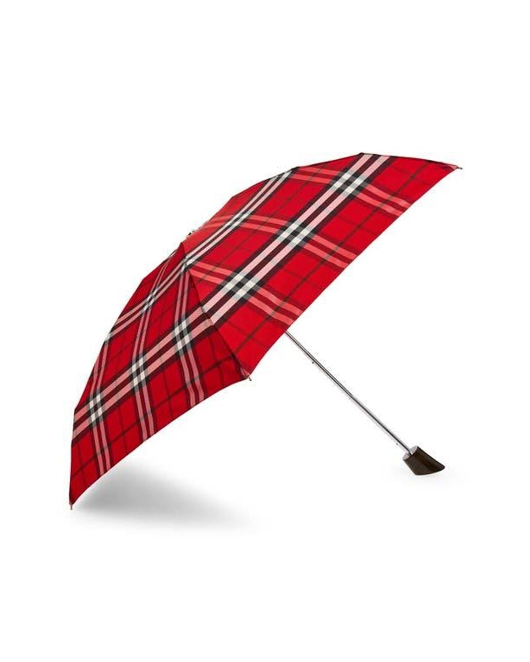 Burberry Check Compact Umbrella in Red | Lyst