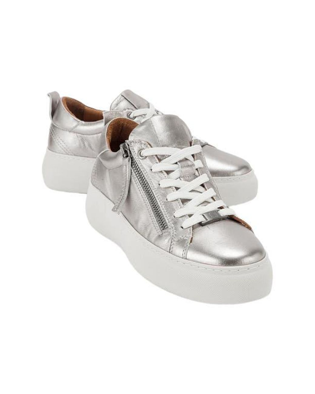 Forever & Always Shoes Allie Leather Zip Sneaker in Gray | Lyst
