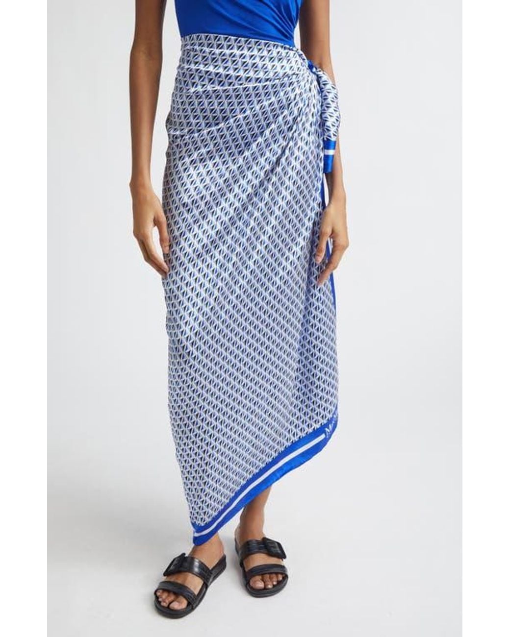 Max Mara Beachwear Foam Geo Print Silk Scarf in Blue | Lyst