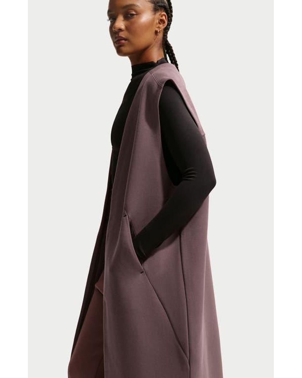 Nike Oversized Sleeveless Tech Fleece Duster in Brown | Lyst