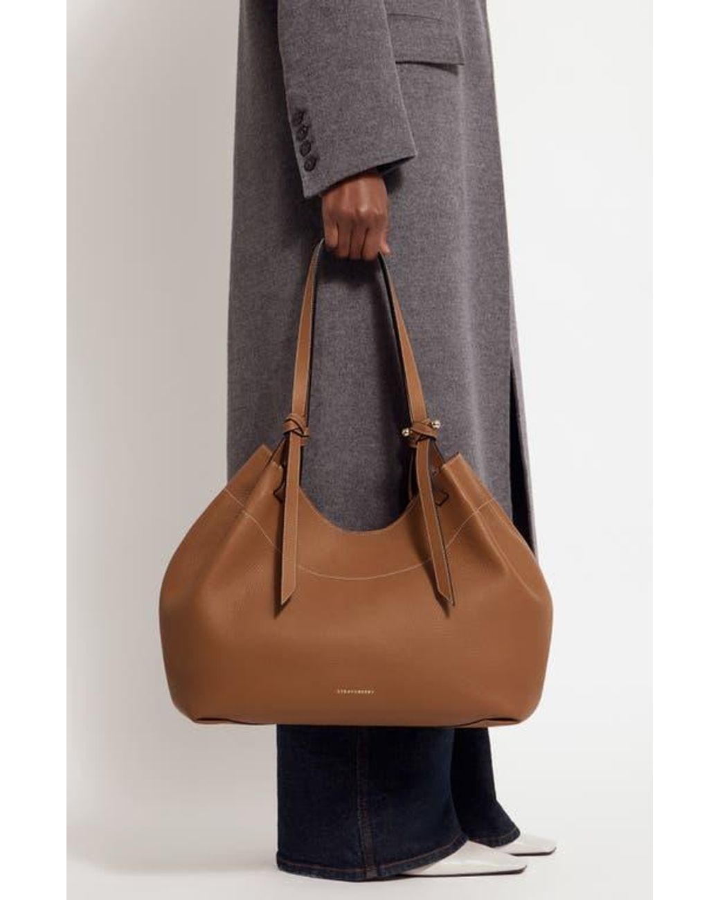 Strathberry Barra Leather Tote in Brown | Lyst