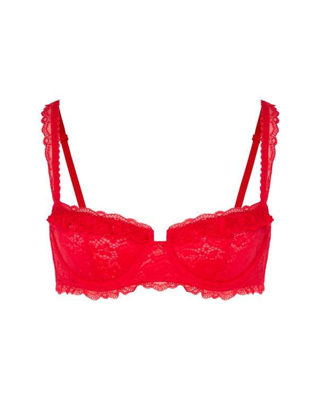 Savage x Fenty Rose Lace Unlined Balconette Bra in Red | Lyst