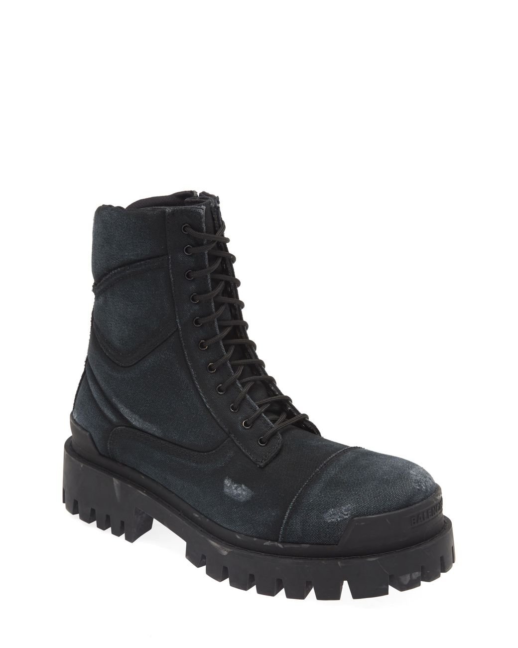 Balenciaga Strike Canvas Combat Boot in Black for Men | Lyst