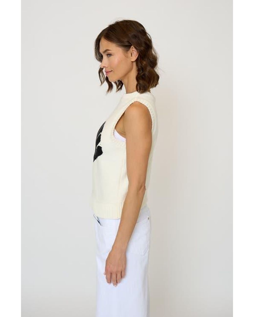Central Park West Evie Shell Print Tank in White | Lyst