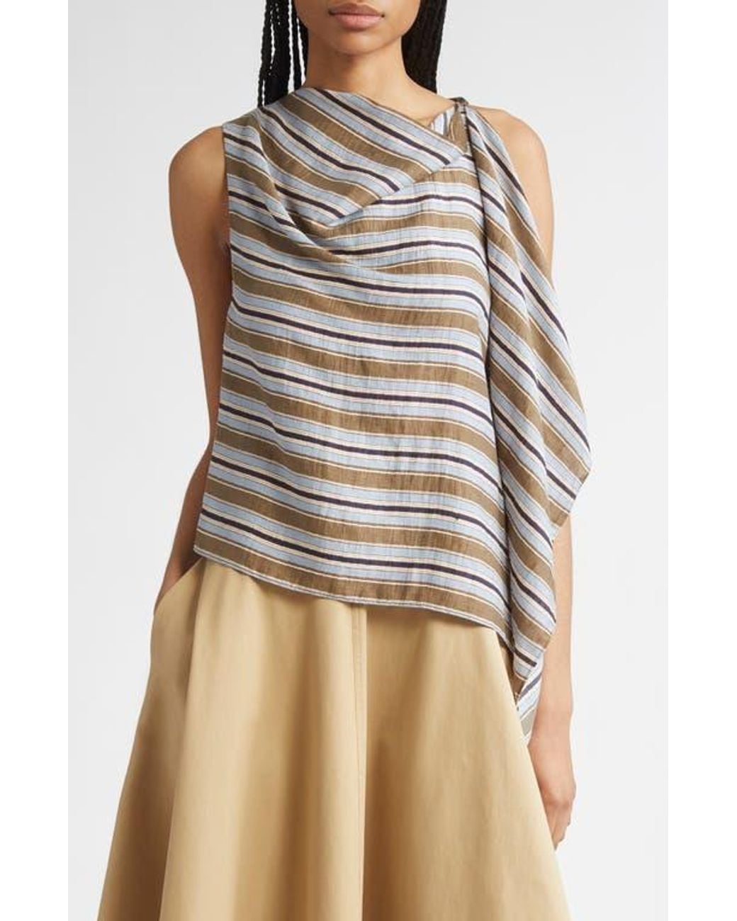 A.L.C. Lota Stripe Side Drape Sleeveless Top | Lyst